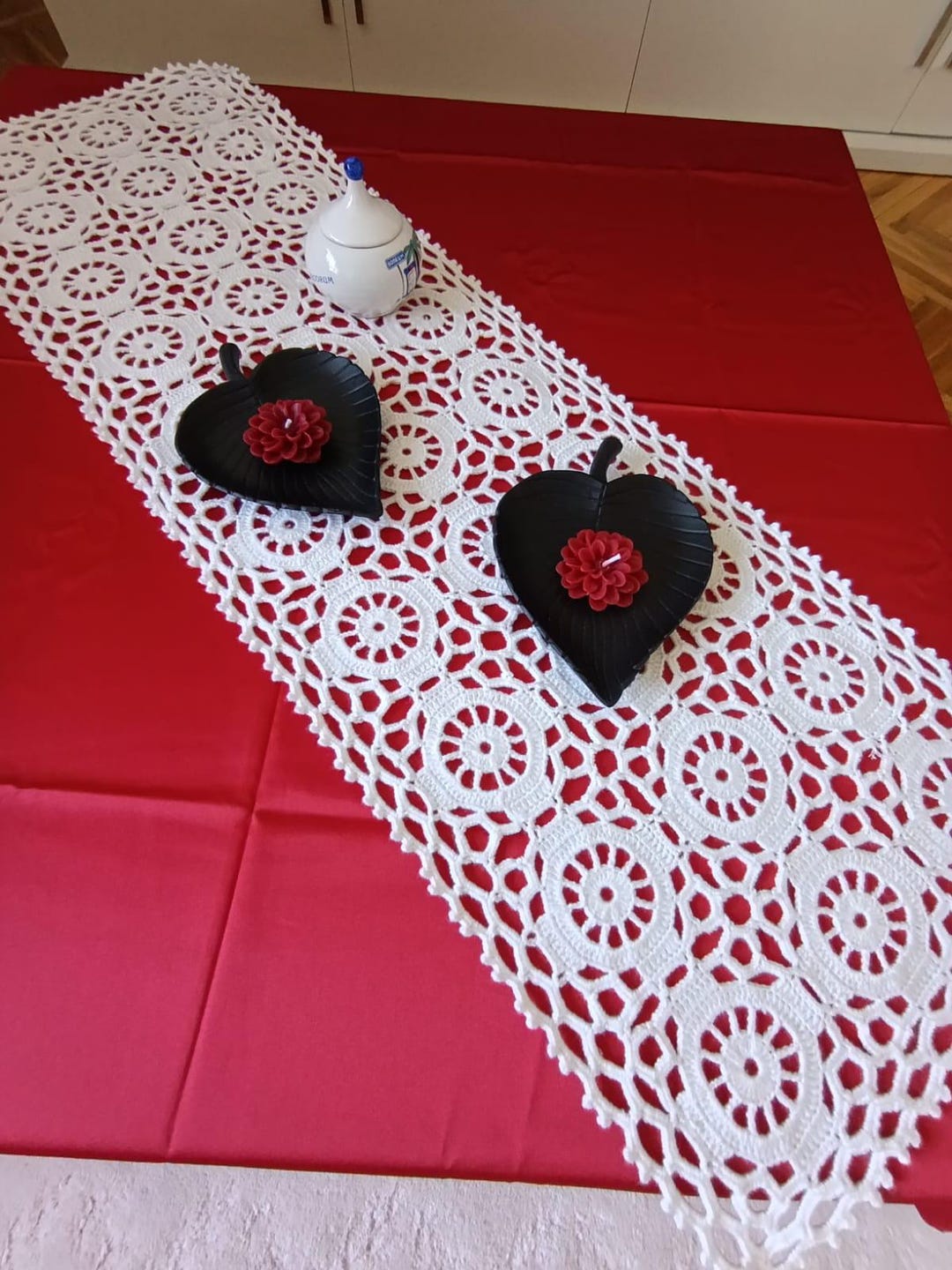 Handmade Crochet Table Runner, Modern Scandinavian Decor, for Special ...