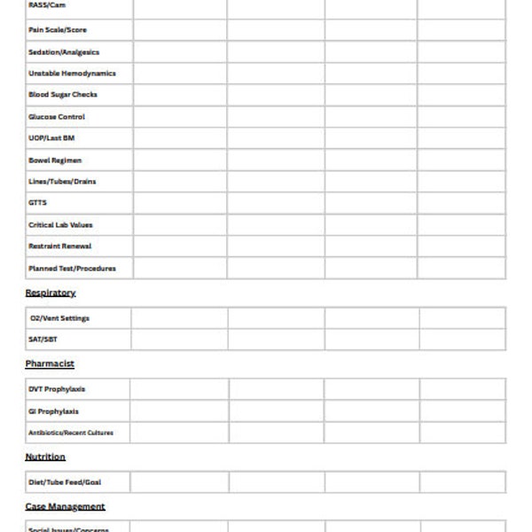Nursing Rounds Sheet - Etsy