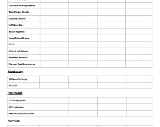 Nursing Rounds Report Sheet - Etsy