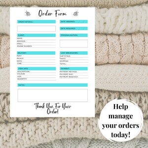 Craft Custom Order Form PDF | Easy Printable Single Page Knitting ...