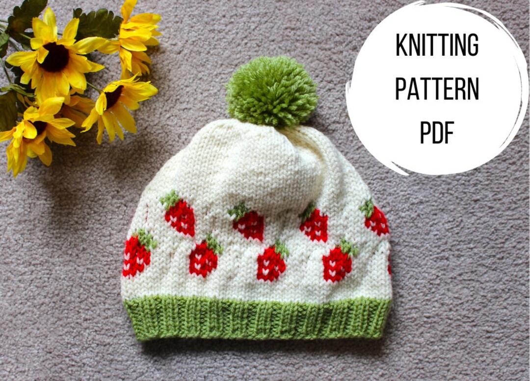 STRAWBERRY SHORTCAKE HAT | Easy Spring Berry Edge Hat Pom Pom Pattern ...
