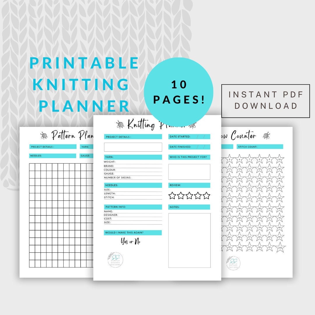 Ultimate 10 Page Digital Knitting Planner | Easy Printable PDF Digital ...