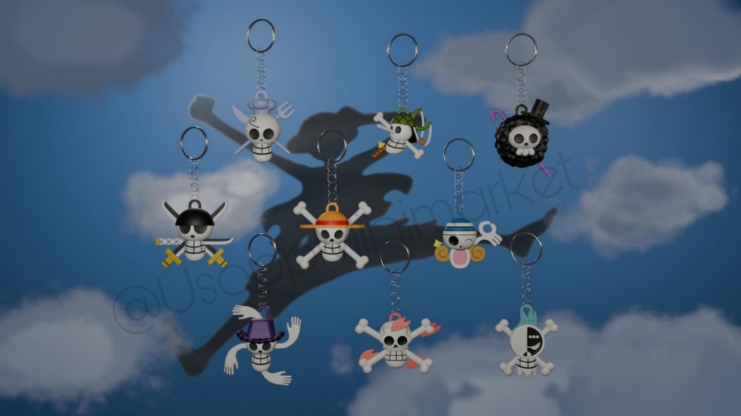 One Piece Jolly Rogers Keychains 3d Print STL File - Etsy
