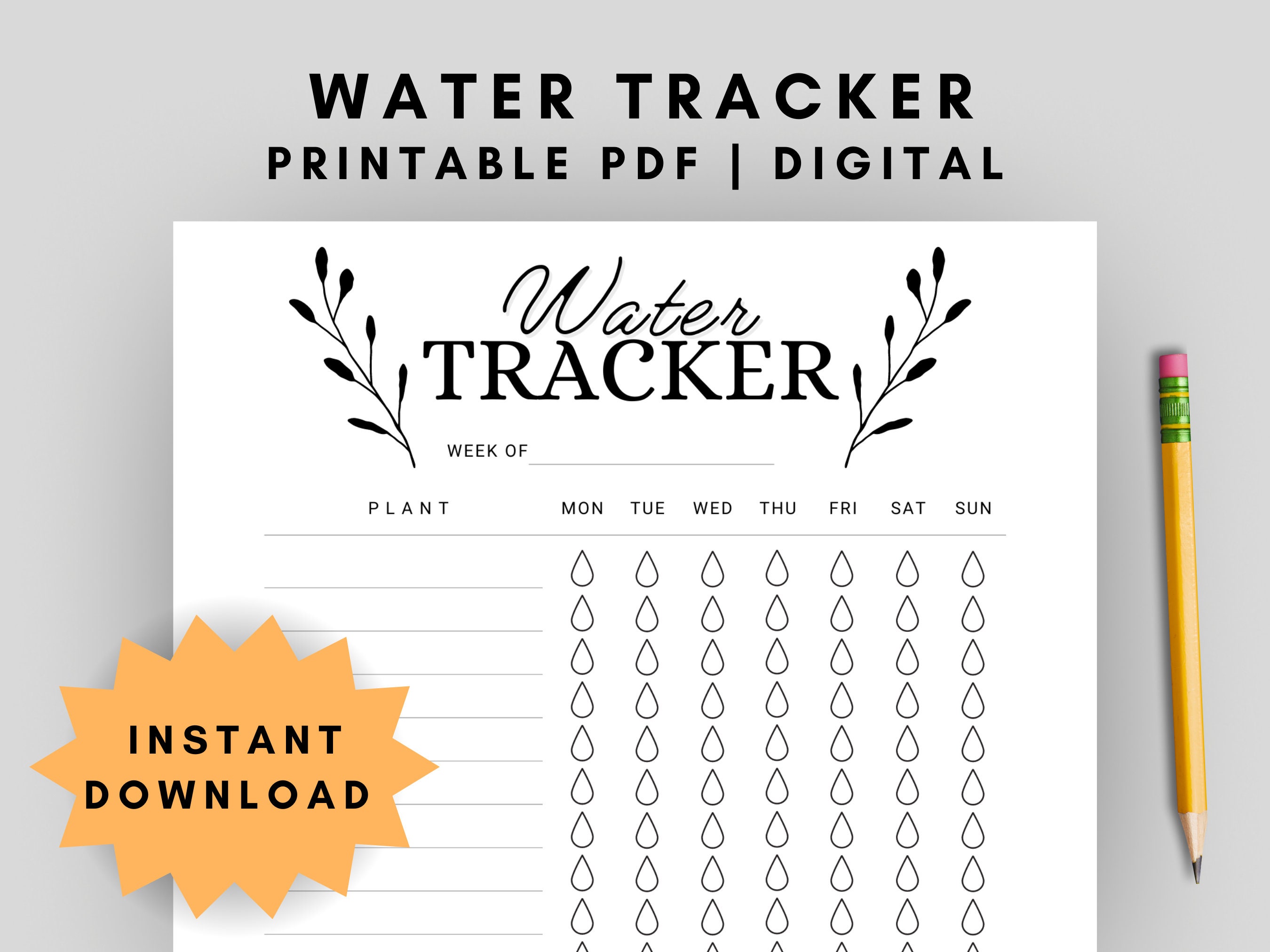 Printable Plant Watering Tracker, Instant Download Weekly Water Tracker ...