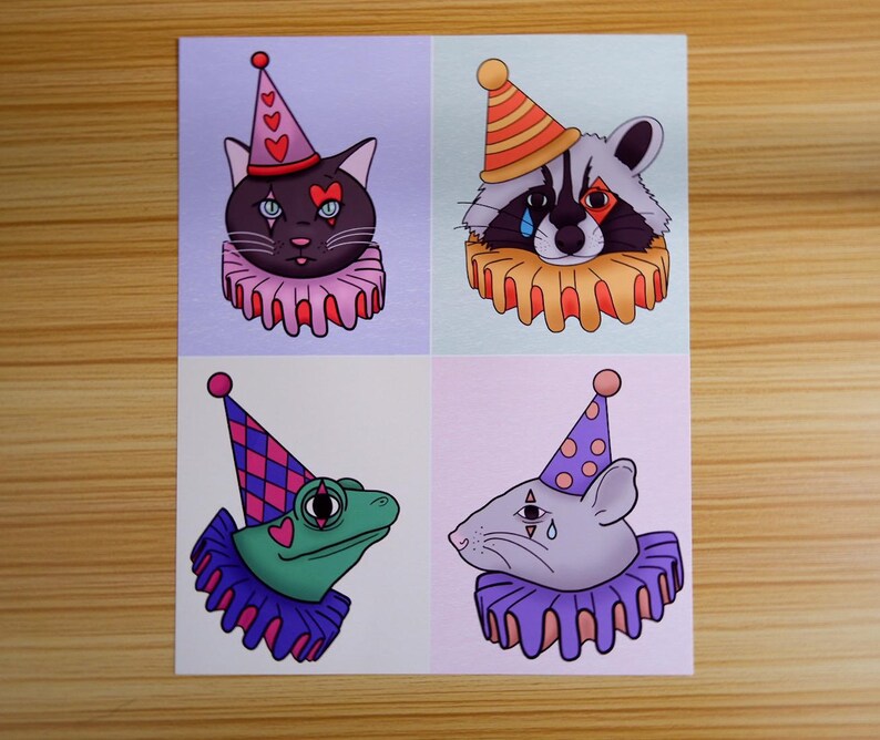 Clown Animals Art Print - Etsy