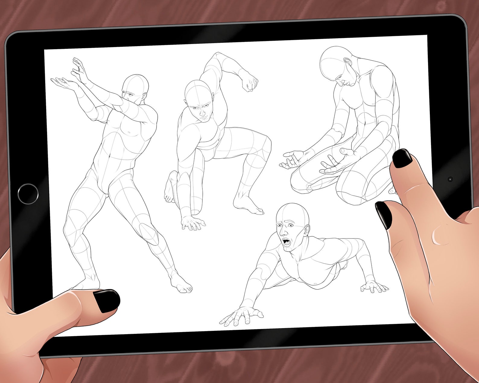 65 Procreate Dynamic Scene Pose Stamps Anatomy Various Poses Reference ...