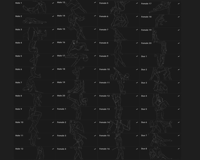 65 Procreate Dynamic Scene Pose Stamps Anatomy Various Poses Reference ...