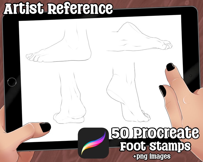50 Procreate and .png Foot and Shoe Stamps for Artist Reference Drawing ...