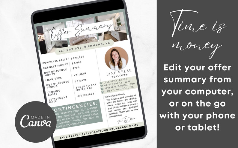 Offer Summary Cover Sheet Real Estate Marketing Real Estate Branding ...