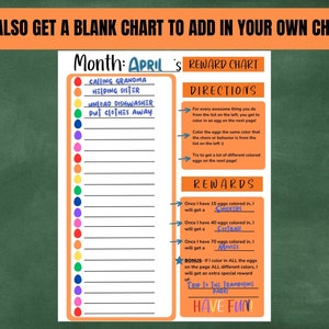 Printable April Reward Chart for Kids | Daily Chore Chart | Behavior ...