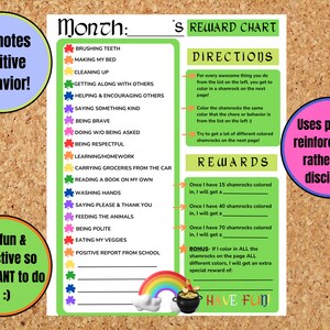 Printable Kids Reward, Behavior, and Chore Chart! Positive Behavior ...