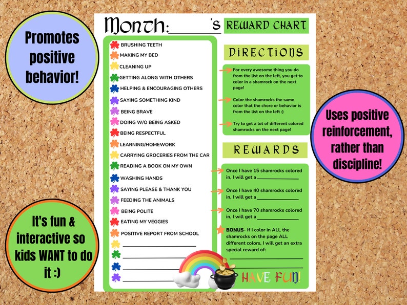 Printable Kids Reward, Behavior, and Chore Chart! Positive Behavior ...