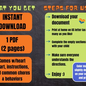 Printable Heart Reward Chart for Kids | Daily Chore Chart | Behavior ...