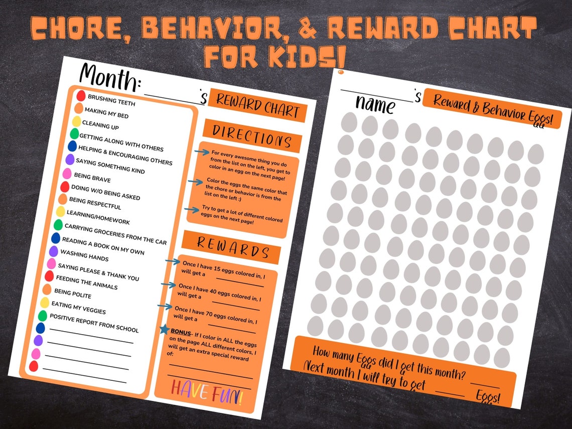 Printable April Reward Chart for Kids | Daily Chore Chart | Behavior ...