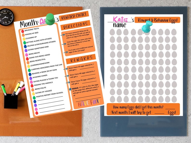 Printable April Reward Chart for Kids Daily Chore Chart Behavior ...