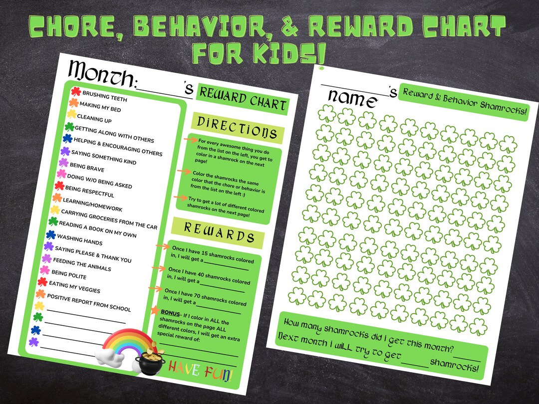Printable Kids Reward, Behavior, and Chore Chart! Positive Behavior ...