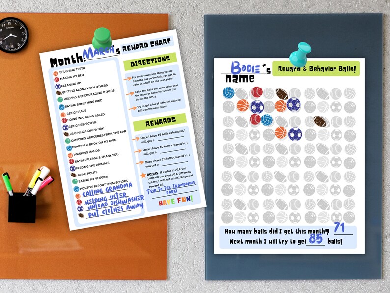 Printable Chore Chart for Kids, Sports Theme Checklist for Kids Daily ...