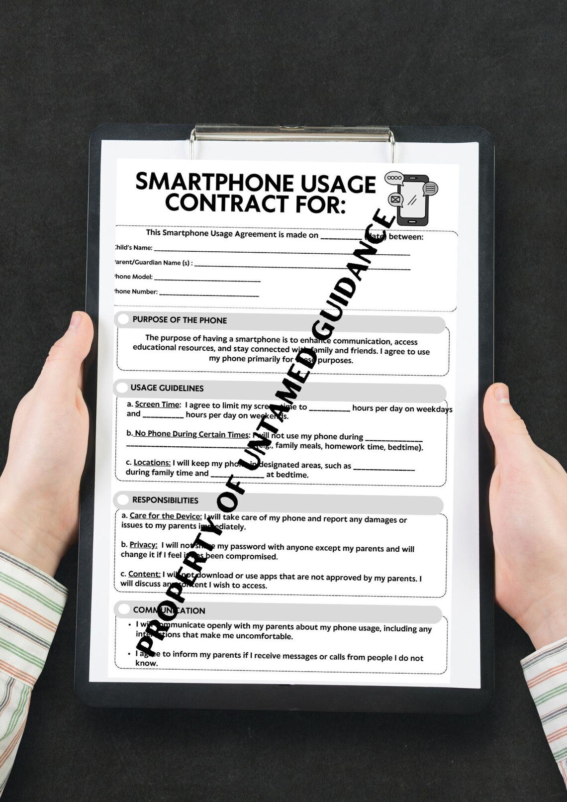 Printable Cellphone Contract for Kids and New Phone Users! Smartphone ...