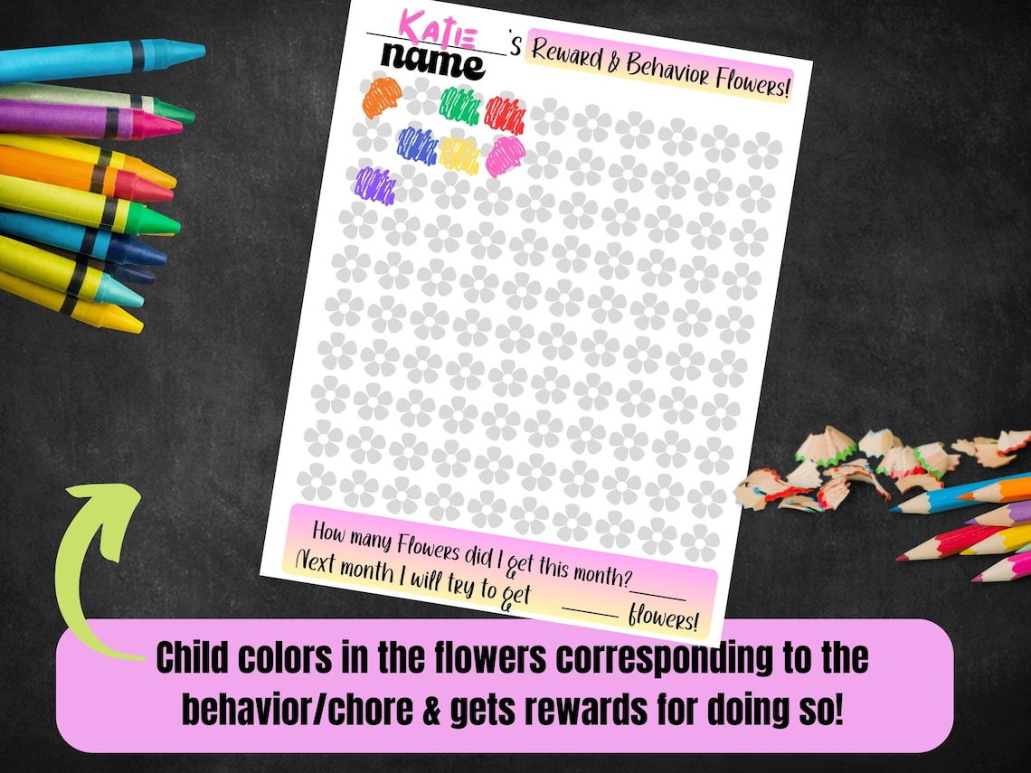 Printable Flower Reward Chart for Kids Daily Chore Chart Behavior ...