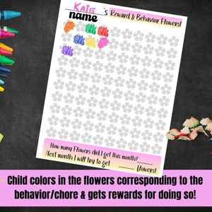 Printable Flower Reward Chart for Kids | Daily Chore Chart | Behavior ...