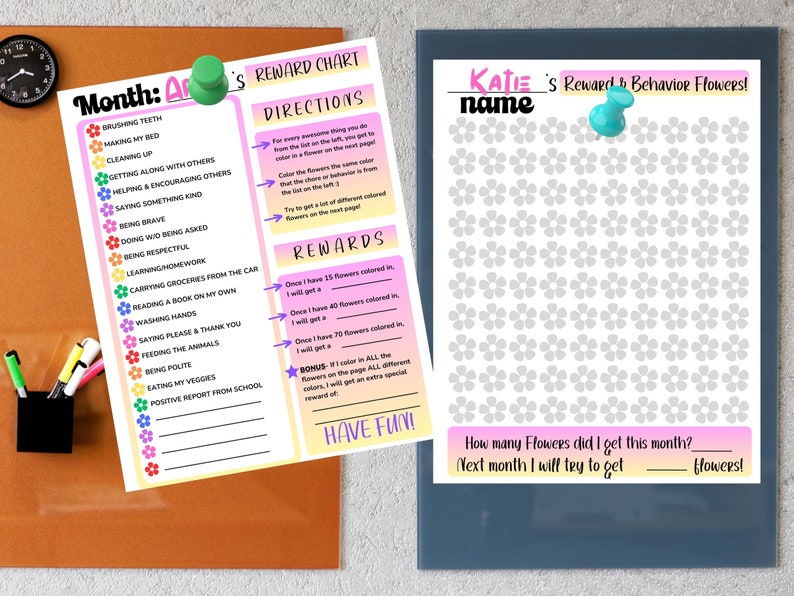Printable Flower Reward Chart for Kids Daily Chore Chart Behavior ...