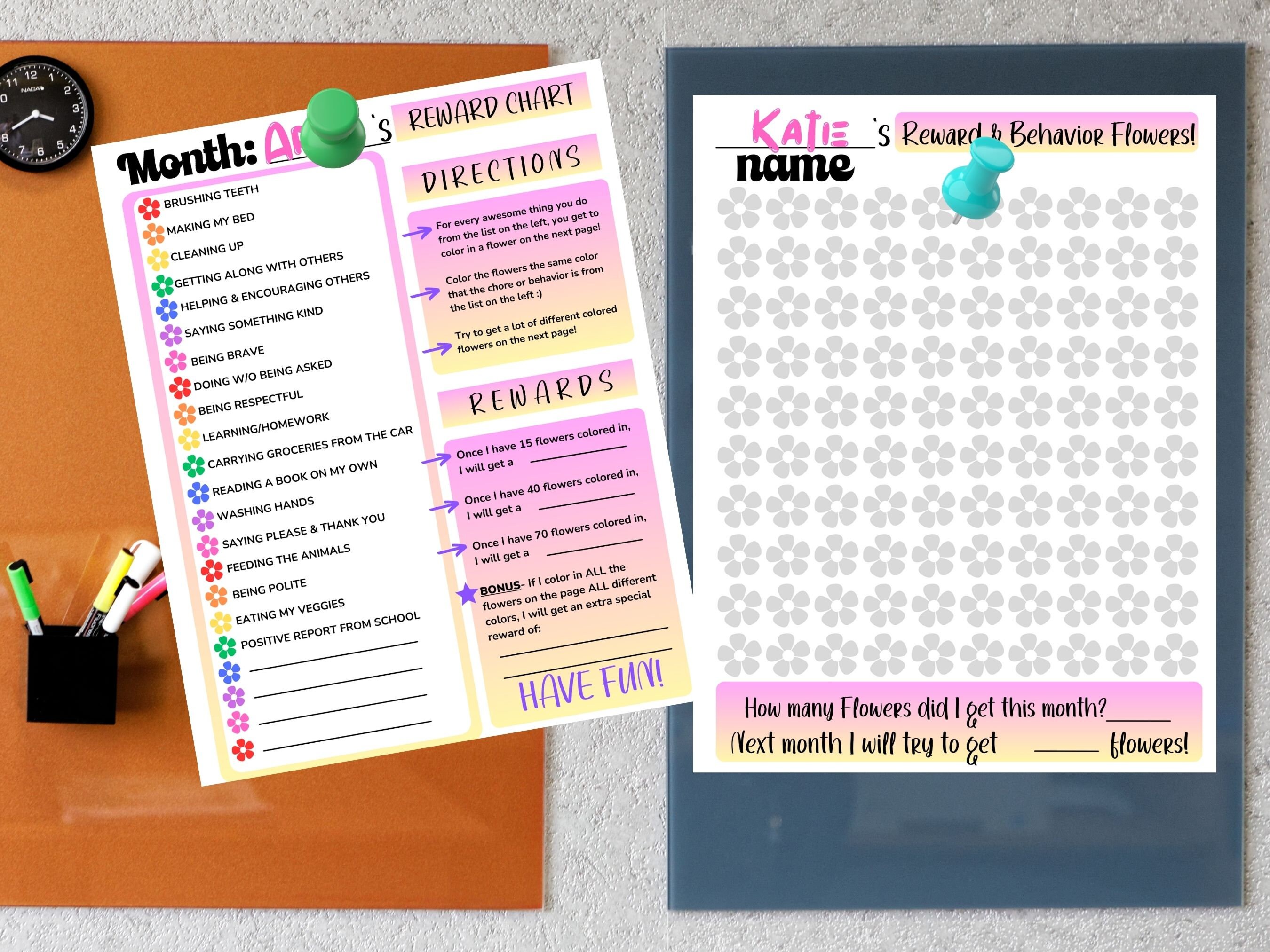 Printable Flower Reward Chart for Kids Daily Chore Chart Behavior ...