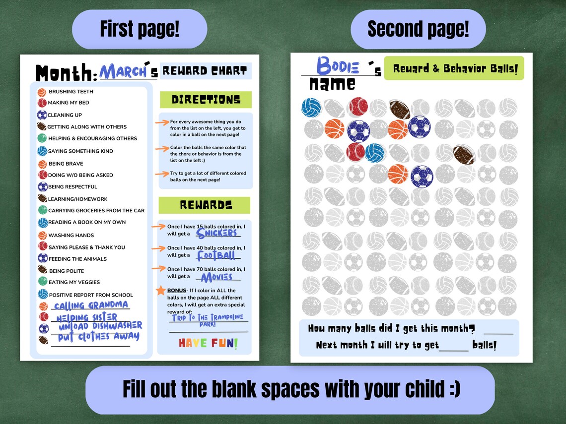 Printable Chore Chart for Kids, Sports Theme Checklist for Kids | Daily ...