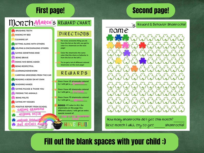 Printable Kids Reward, Behavior, and Chore Chart! Positive Behavior ...