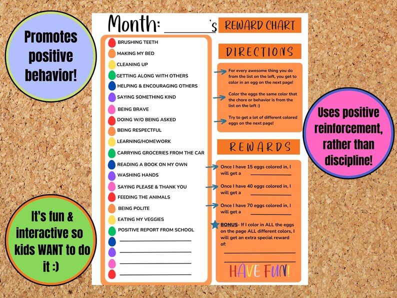 Printable April Reward Chart for Kids Daily Chore Chart Behavior ...