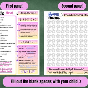 Printable Flower Reward Chart for Kids | Daily Chore Chart | Behavior ...