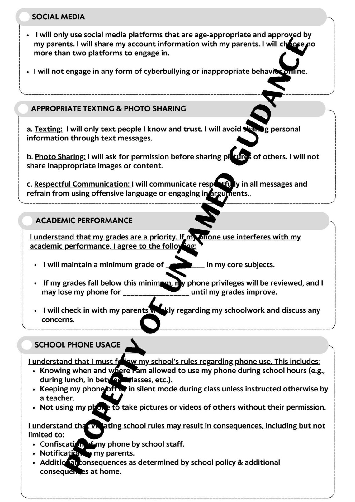Printable Cellphone Contract for Kids and New Phone Users! Smartphone ...