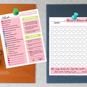 Printable Heart Reward Chart for Kids | Daily Chore Chart | Behavior ...