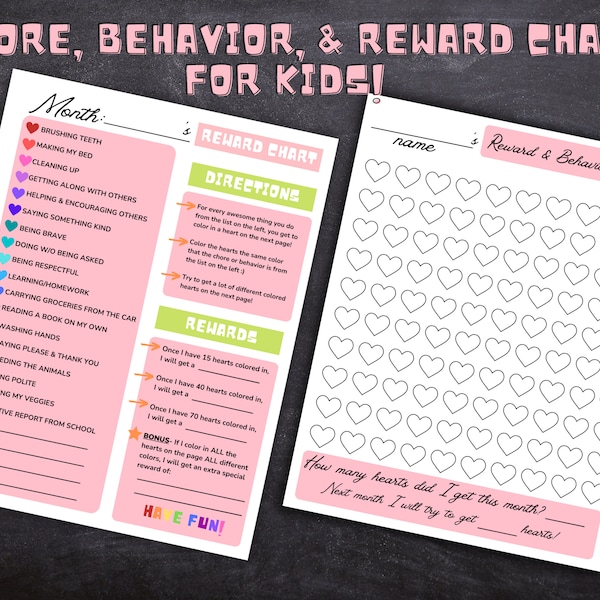 Printable Kids Reward, Behavior, and Chore Chart Positive Behavior ...
