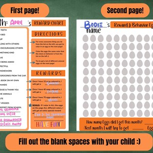 Printable April Reward Chart for Kids | Daily Chore Chart | Behavior ...