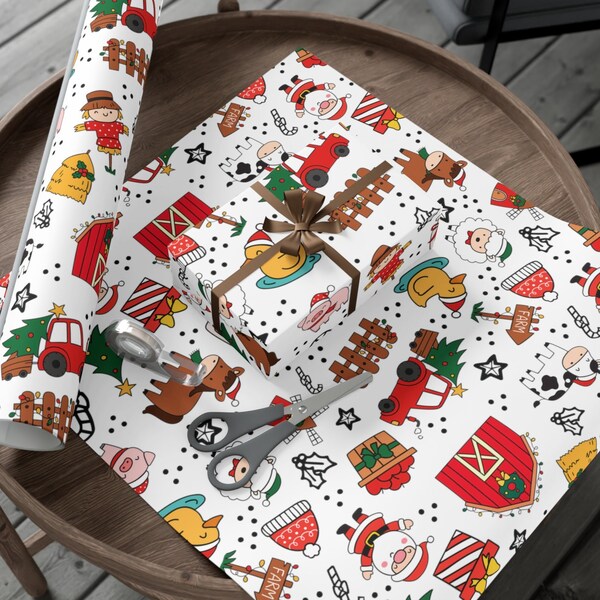 Christmas Farmhouse Wrapping Paper - Etsy
