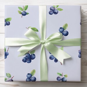 Blueberry Gift Wrap Sheets, Blueberries Paper, Botanical Fruit Design ...