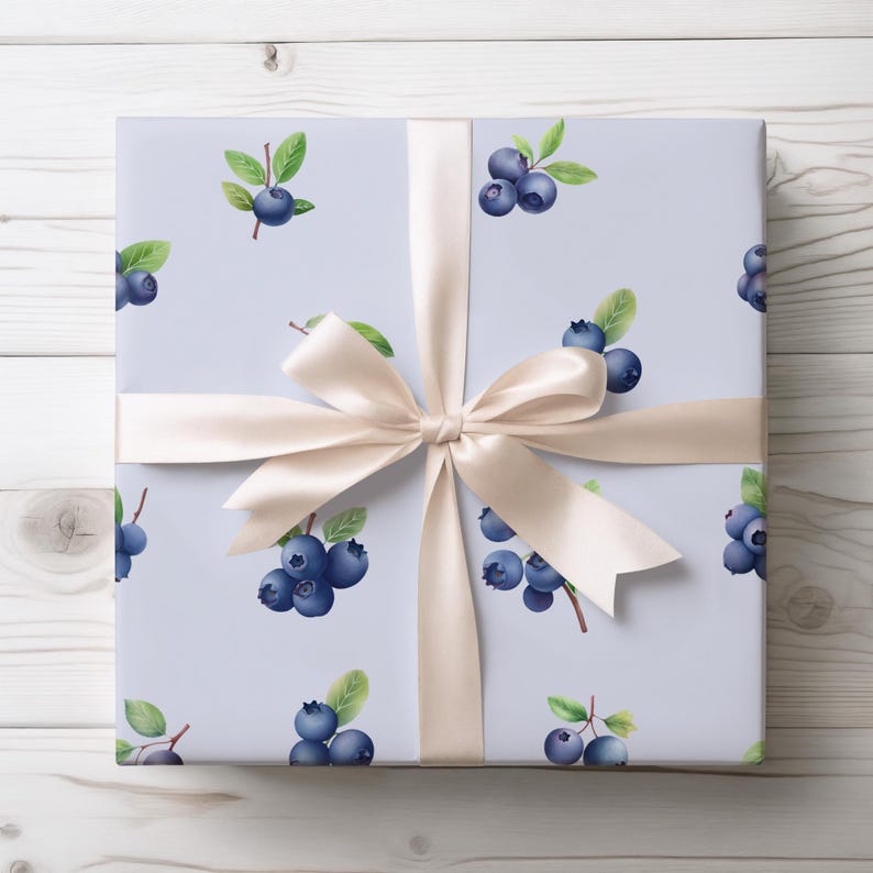 Blueberry Gift Wrap Sheets, Blueberries Paper, Botanical Fruit Design ...