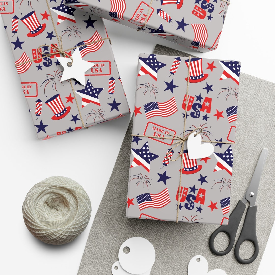 4th of July Wrapping Paper Roll and Sheet, Patriotic Independence Day ...