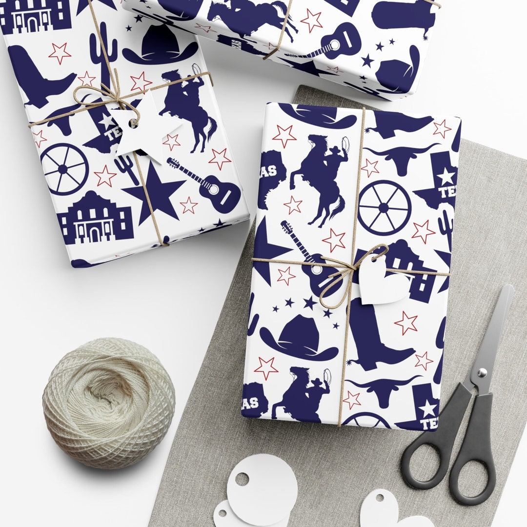 Texas Birthday Wrapping Paper Roll and Sheets, Country Theme Gift Wrap ...