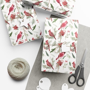 Cardinal Wrapping Paper Roll and Sheets, Vintage Style Christmas Party ...