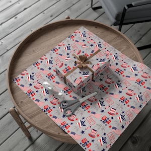 4th of July Wrapping Paper Roll and Sheet, Patriotic Independence Day ...