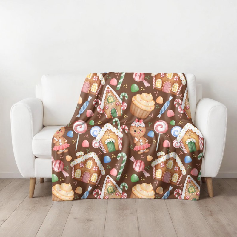 Gingerbread Christmas Velveteen Plush Throw Blanket, Winter Holiday ...