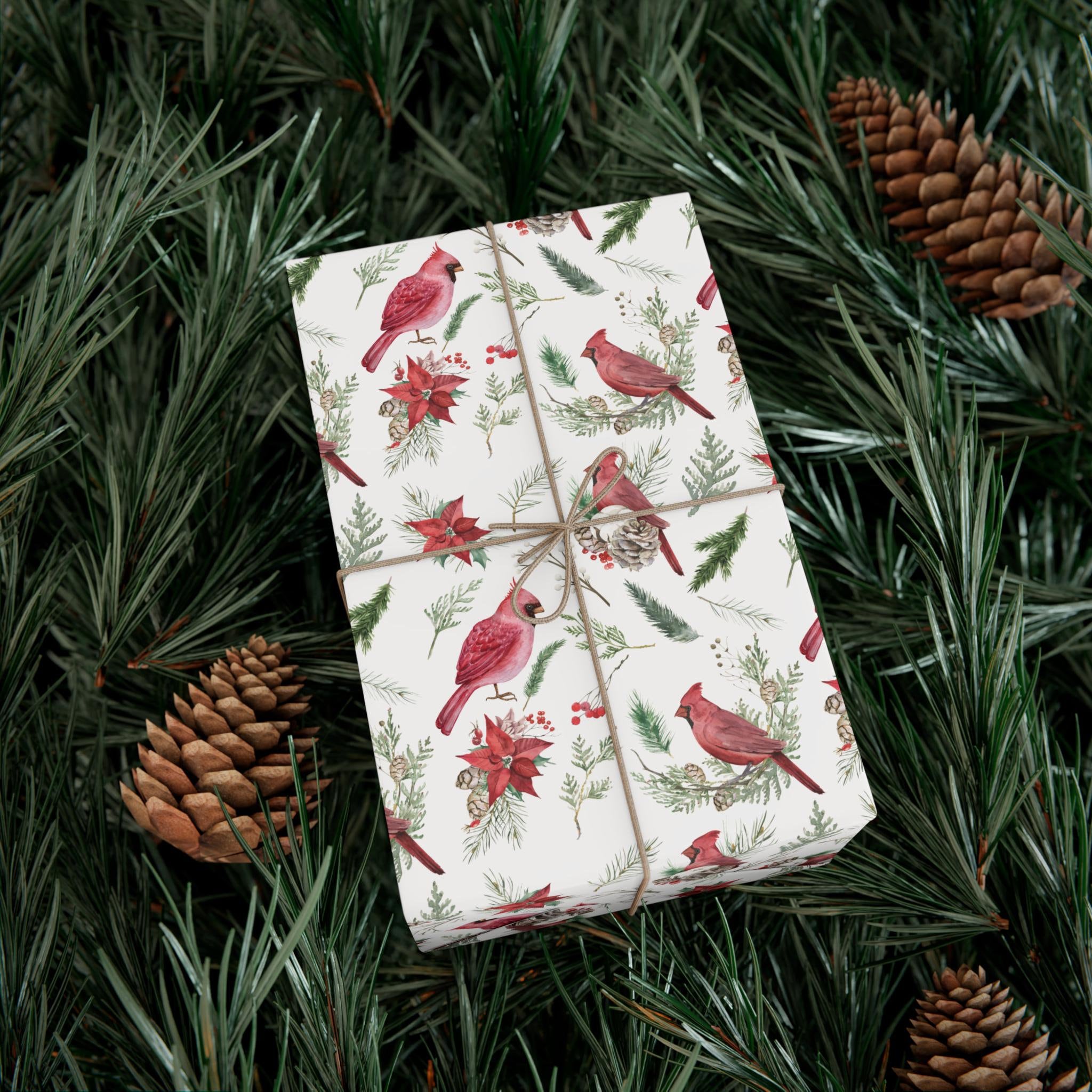 Cardinal Wrapping Paper Roll and Sheets, Vintage Style Christmas Party ...