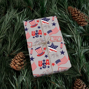 4th of July Wrapping Paper Roll and Sheet, Patriotic Independence Day ...