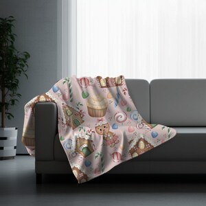 Gingerbread Christmas Pink Velveteen Plush Throw Blanket, Winter ...