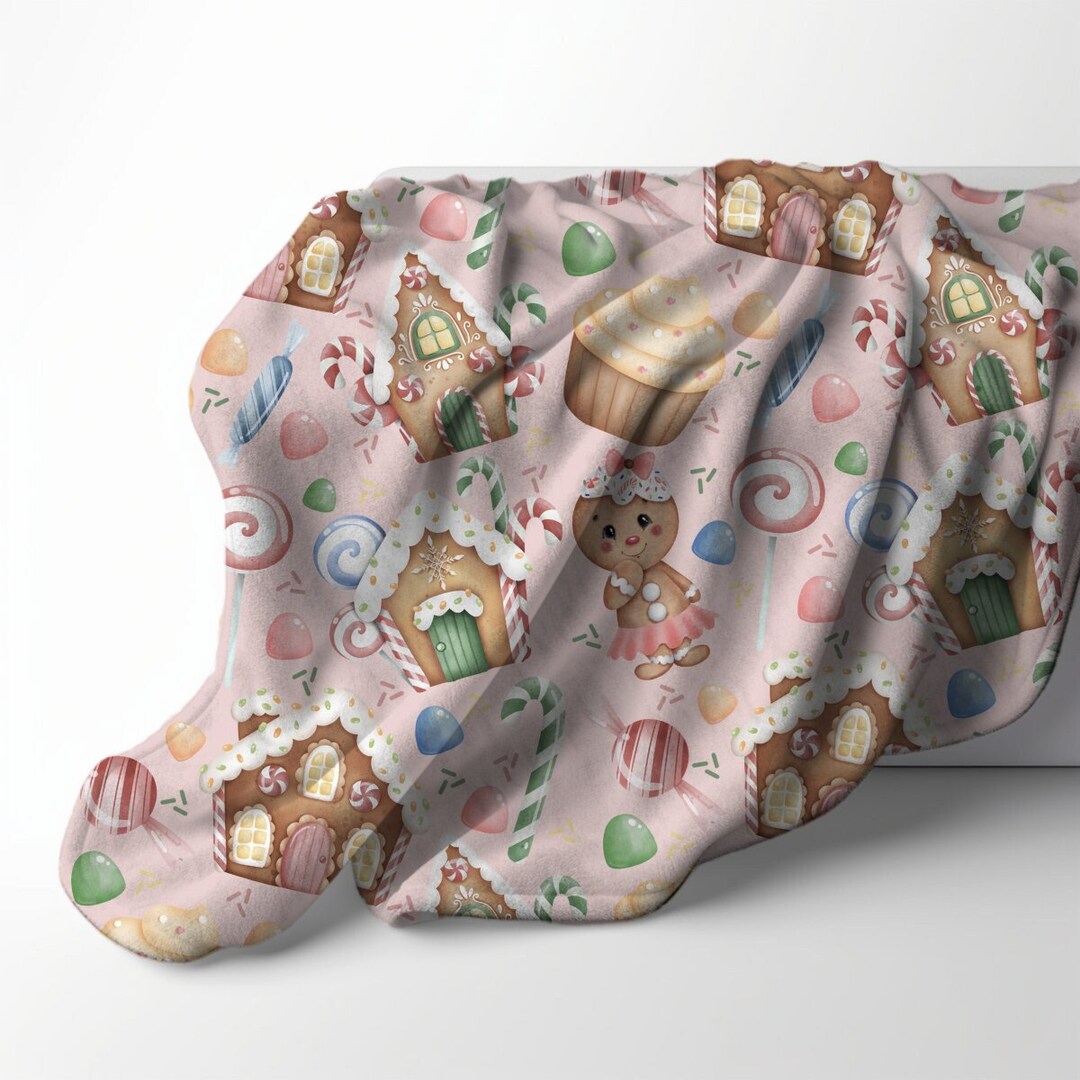 Gingerbread Christmas Pink Velveteen Plush Throw Blanket, Winter ...