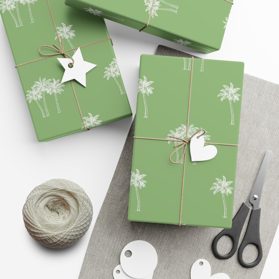Palm Tree Wrapping Paper: Tropical Green Gift Wrap - Etsy