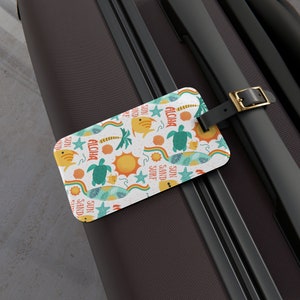 Beach Luggage Tag, Surfing Bag Tag, Ocean Gift, Surfboard Aloha Travel ...