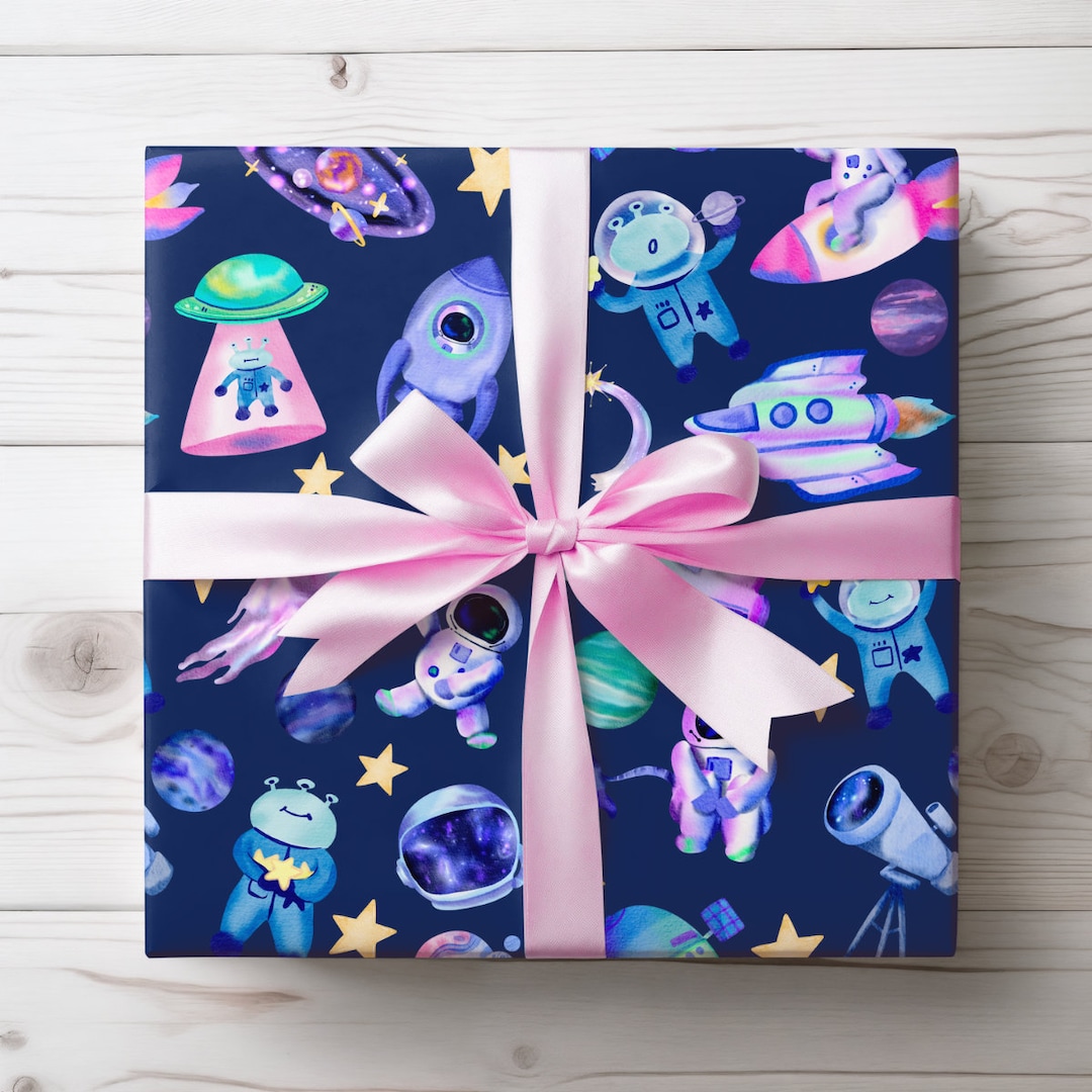 Space Wrapping Paper Roll and Sheets, Galactic Party Supplies and Decor ...