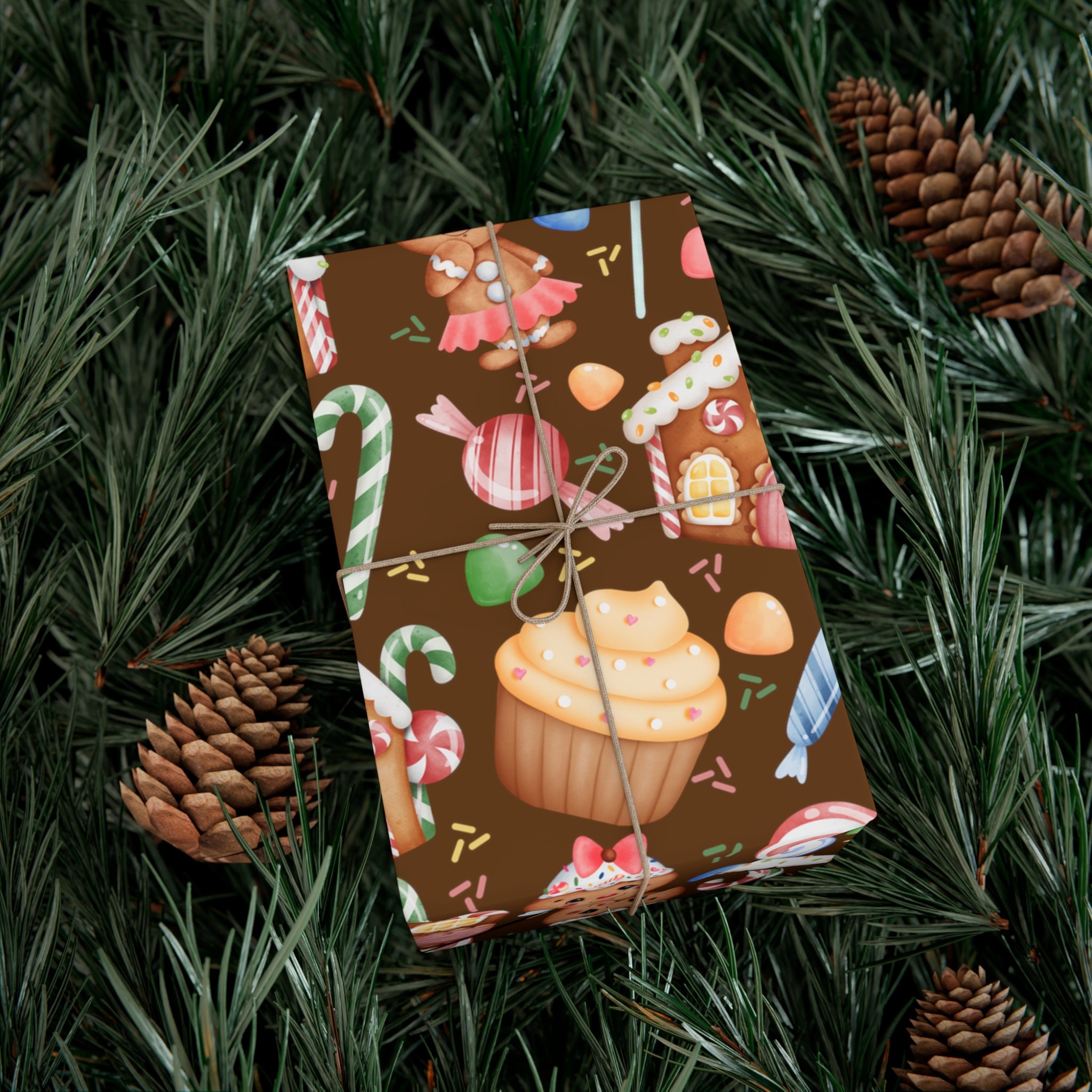 Christmas Gingerbread Gift Wrap, Winter Holiday Wrapping Paper Roll ...